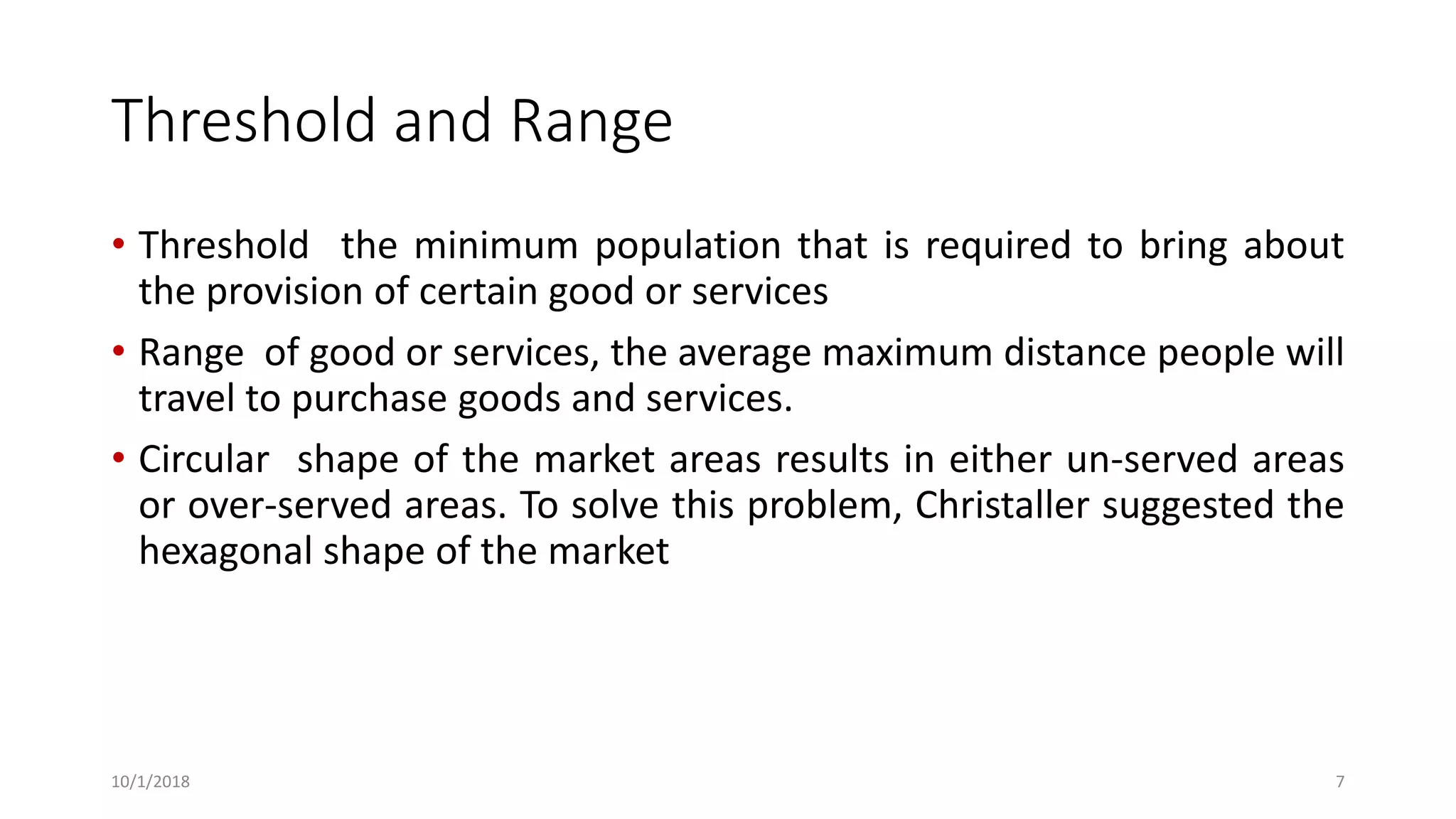 Christaller's central place theory | PPTX