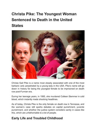 Christa Pike: A Notorious Case of a Young Woman on Death Row | PDF