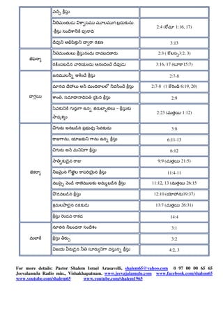 Christ as seen in the old testament telugu - table | PDF