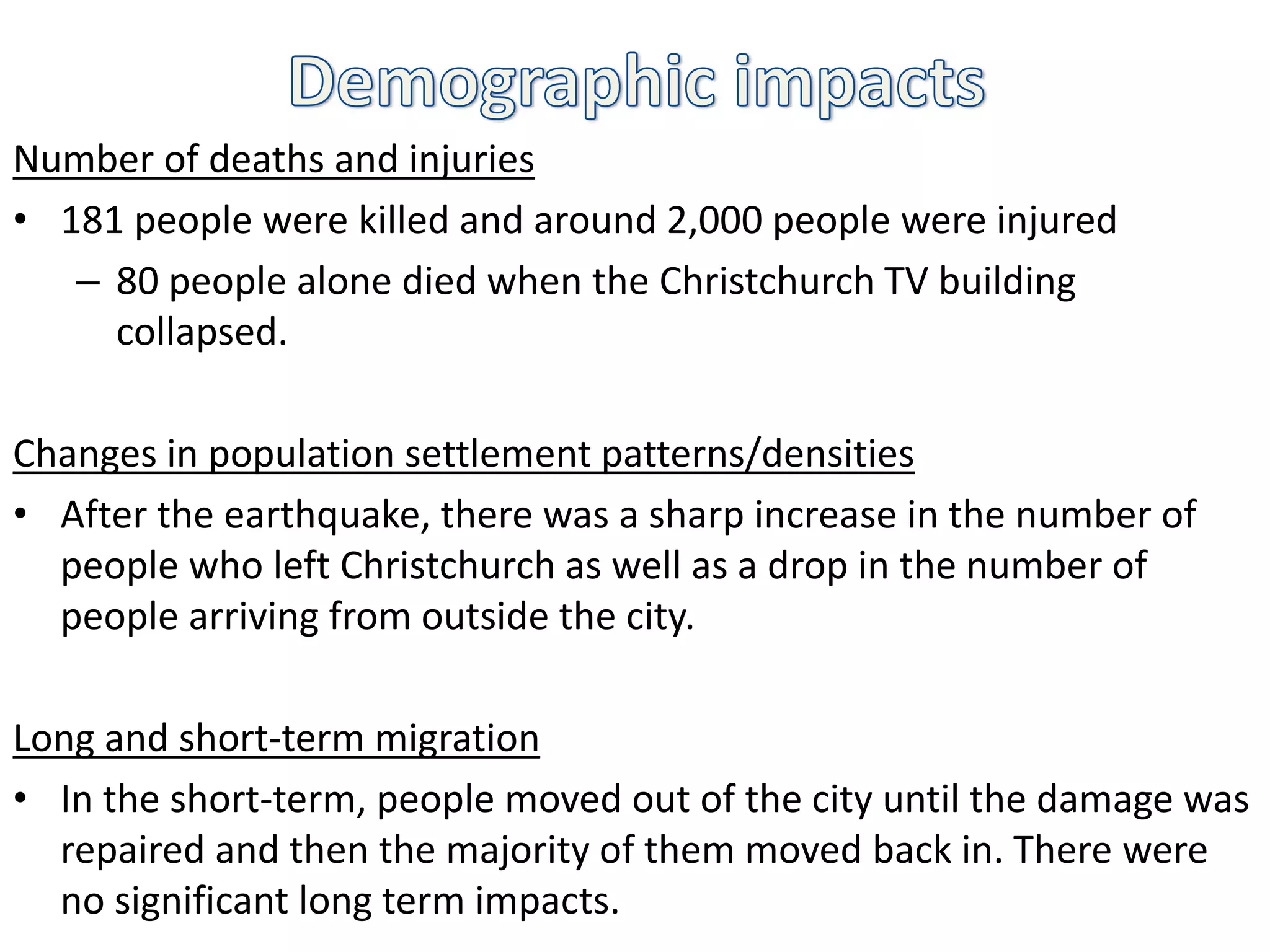 Christchurch earthquake 2011 - MEDC Case Study | PPTX