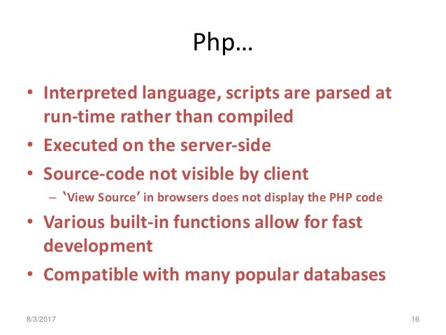 Introduction to webprogramming using PHP and MySQL