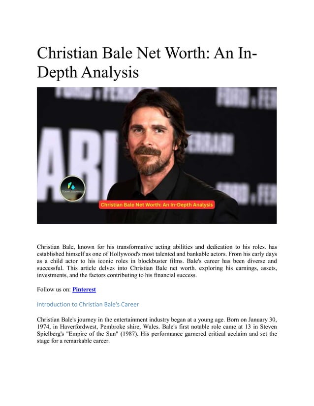 Christian Bale Net Worth: An In-Depth Analysis | PDF
