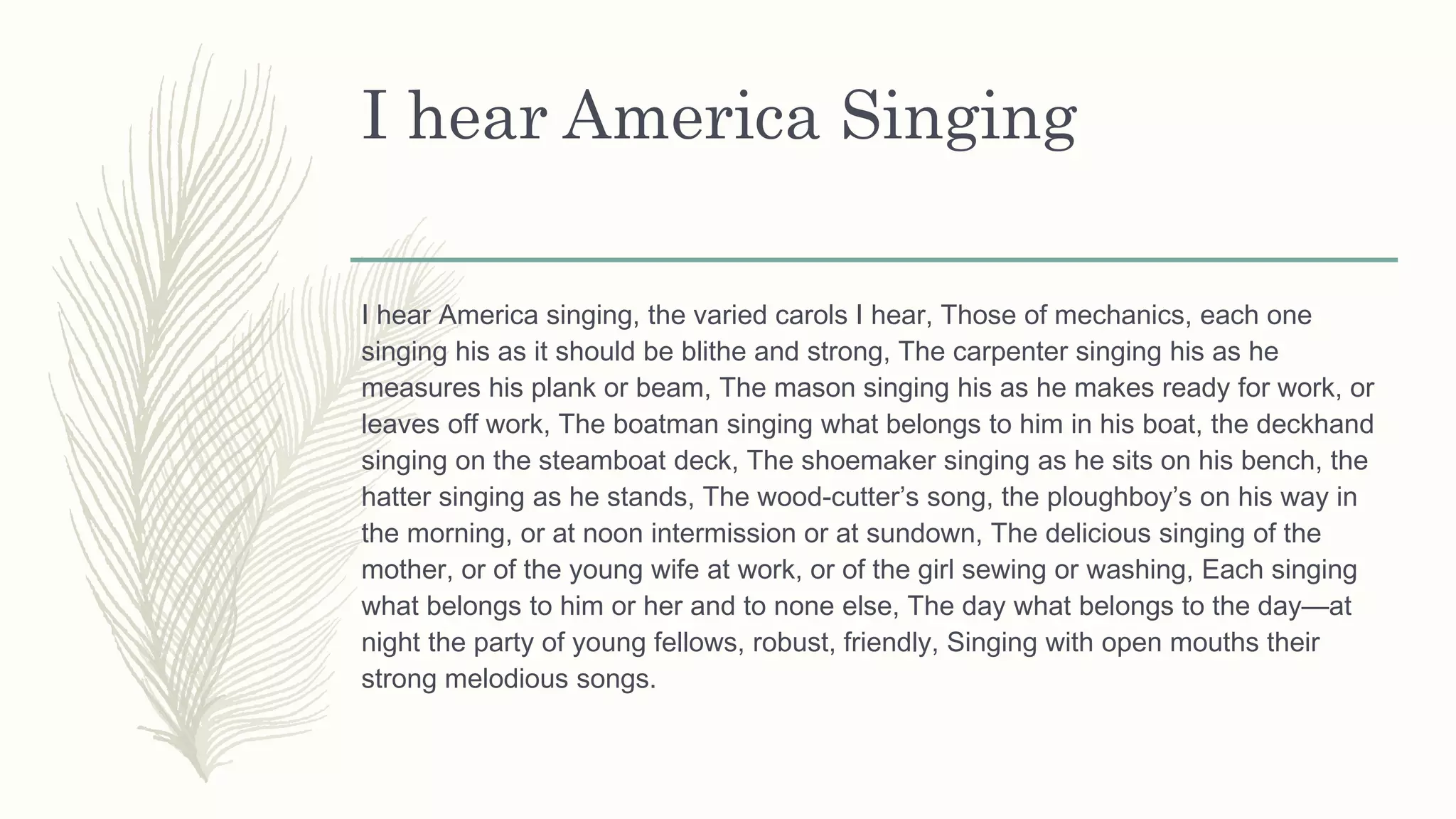 I hear America Singing | PPTX