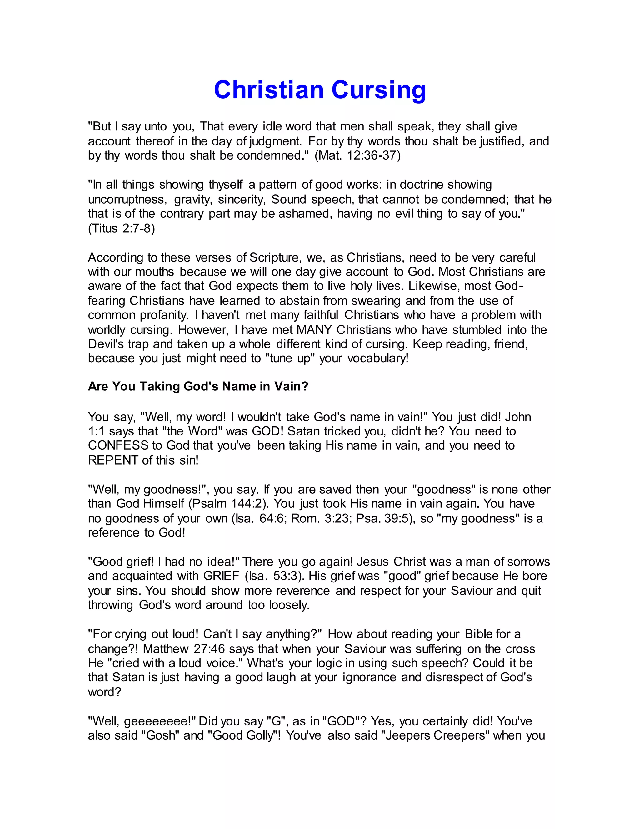 Christian cursing | DOCX