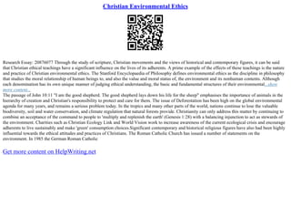 Christian Environmental Ethics | PDF