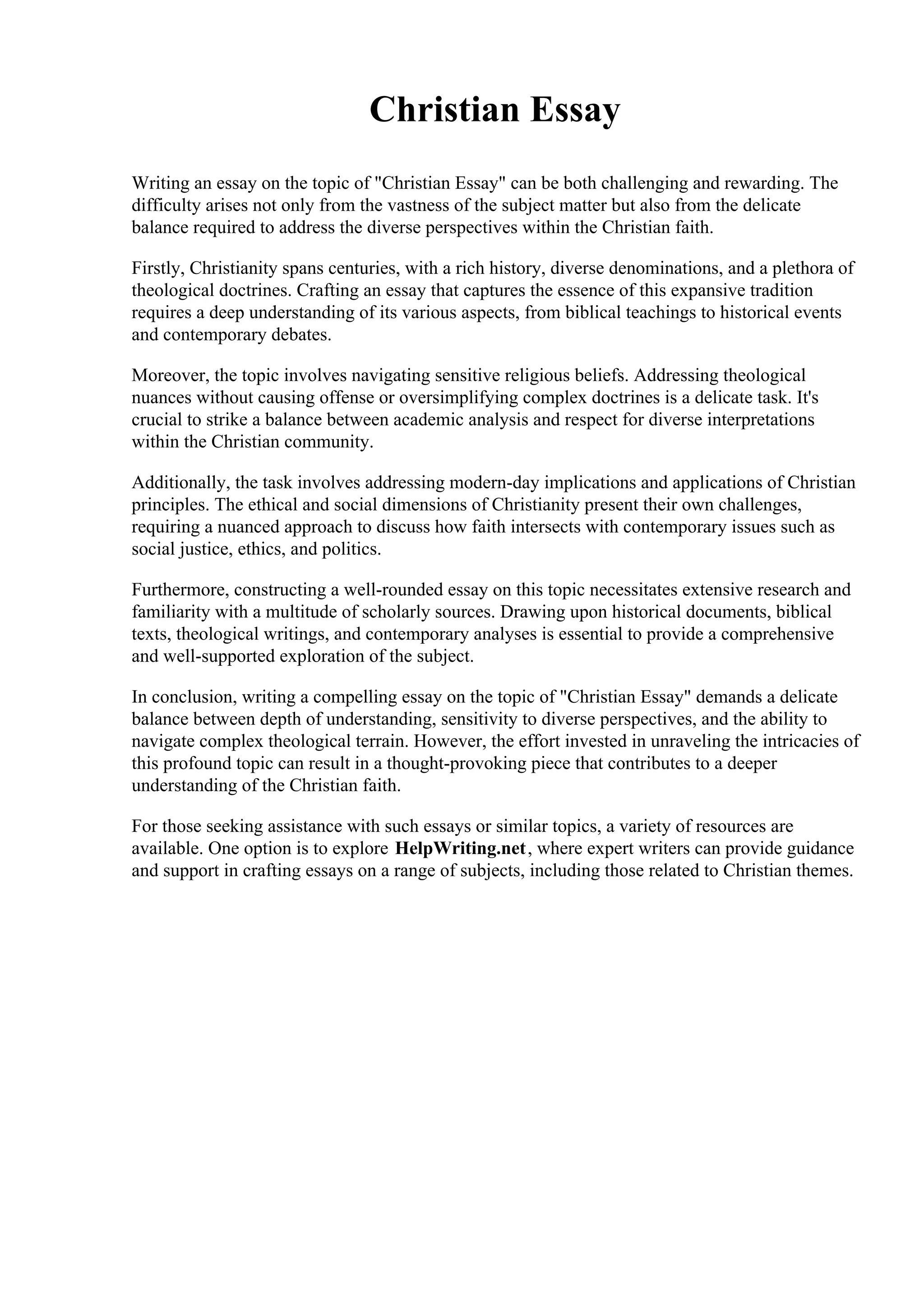 Christian Essay.pdf | Christianity | Religion & Spirituality