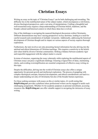 Christian Essays.pdfChristian Essays | PDF