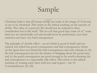 Christian Ethics - Bioethics | PPTX