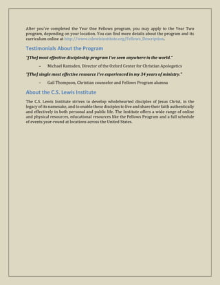 Christian Fellowship Programs | PDF