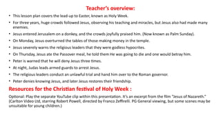 Christian festival of Holy Week lesson plan - OLD VERSION | PPTX