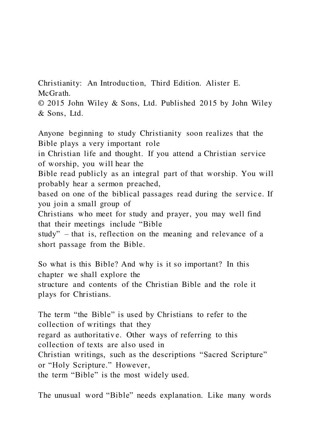 Christianity An Introduction, Third Edition. Alister E. McGra | DOCX