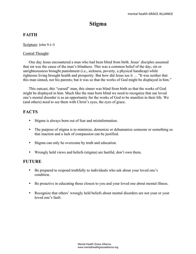 Christian mental illness and stigma | PDF | Mental Health | Diseases ...