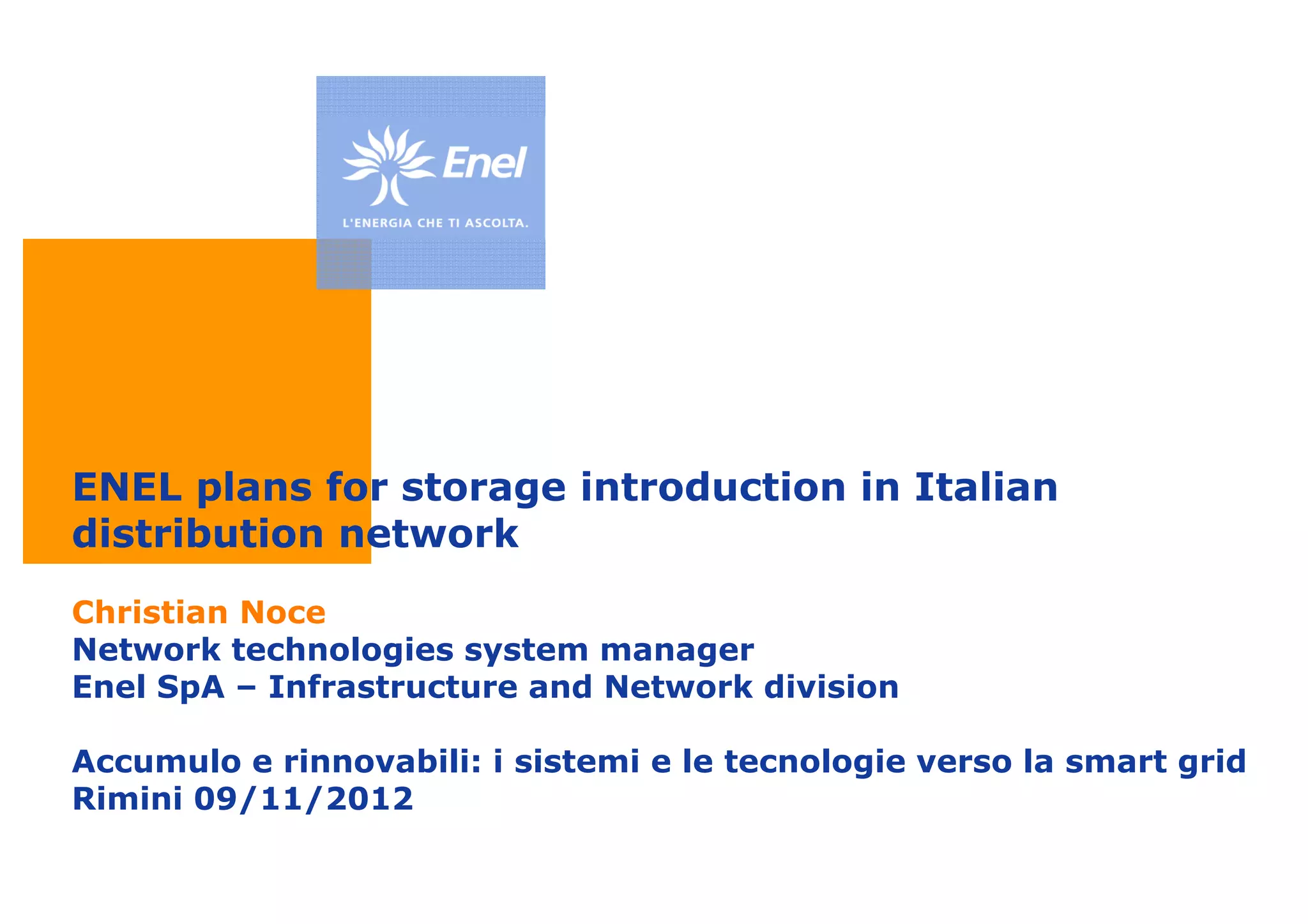 ENEL plans for storage introduction in Italian distribution network ...