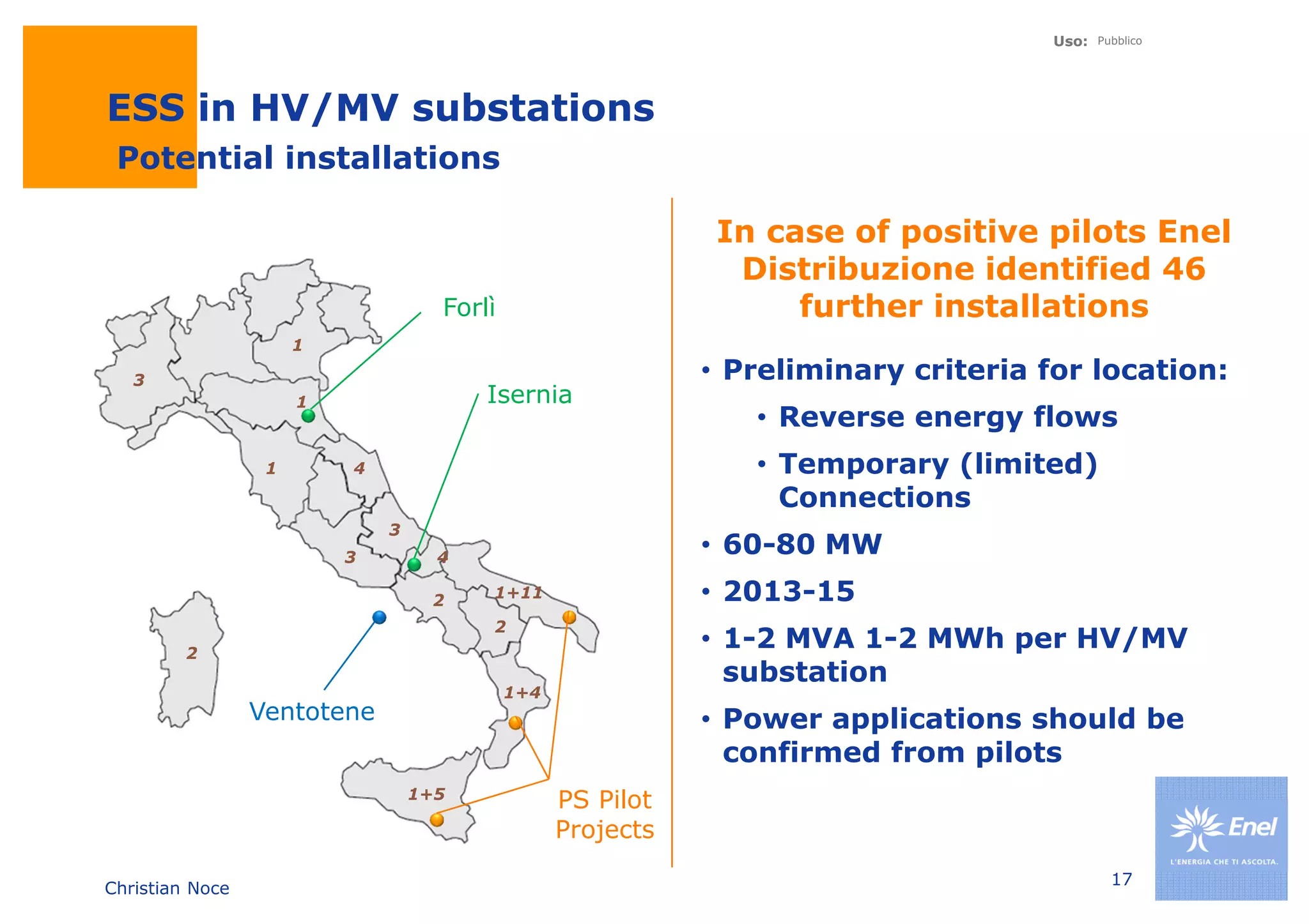 ENEL plans for storage introduction in Italian distribution network | PPT