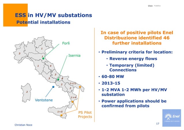 ENEL plans for storage introduction in Italian distribution network ...