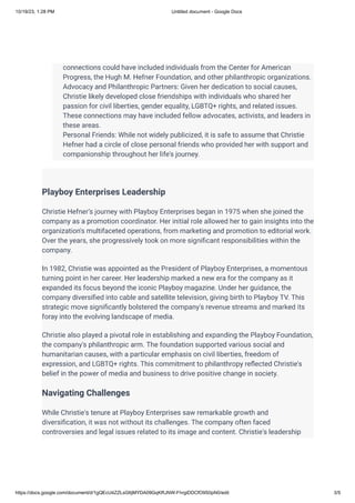 Christie Hefner-The Legacy of an Iconic Businesswoman | PDF