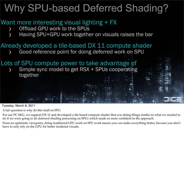 SPU-based Deferred Shading for Battlefield 3 on Playstation 3 | PPT