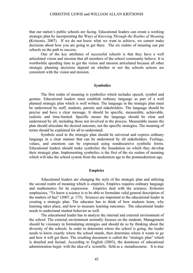 Christine Lewis & Dr. Wm. A. Kritsonis | DOC