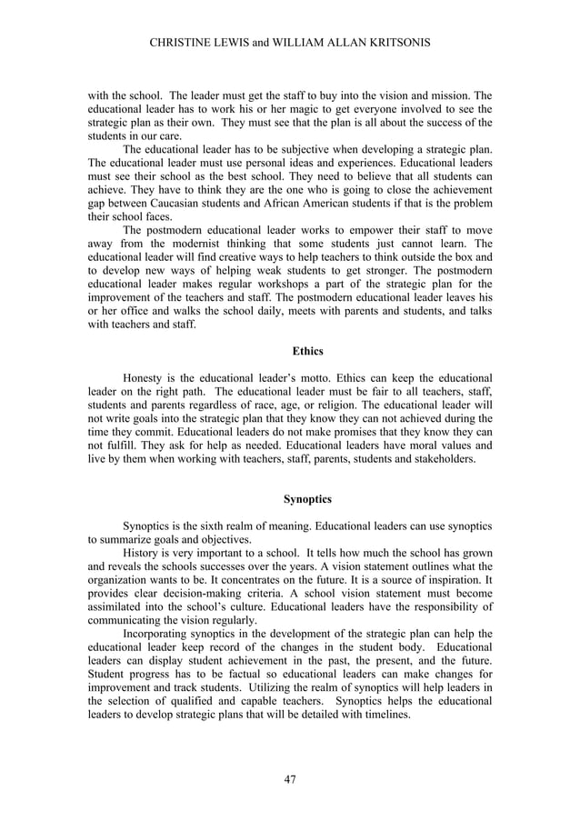 Christine Lewis & Dr. Wm. A. Kritsonis | DOC