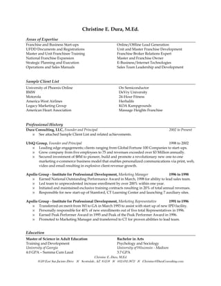 Christine E. Dura, M.Ed. Review Of Career Achievements | PDF