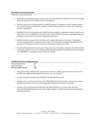 Christine E. Dura, M.Ed. Review Of Career Achievements | PDF