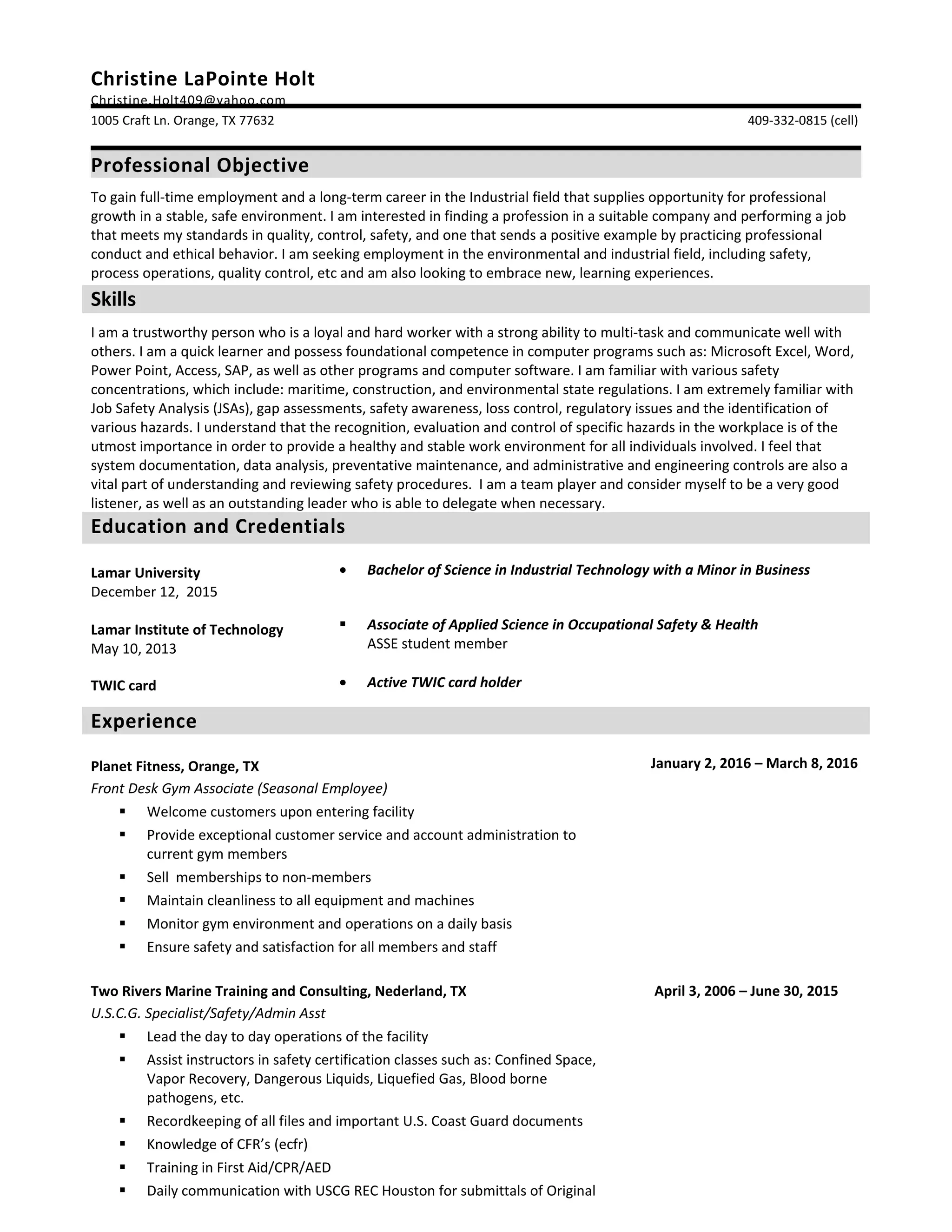 Christine Holt resume | PDF