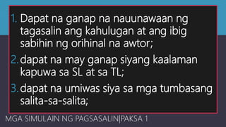 Mga Simulain sa Pagsasaling Wika | PPTX