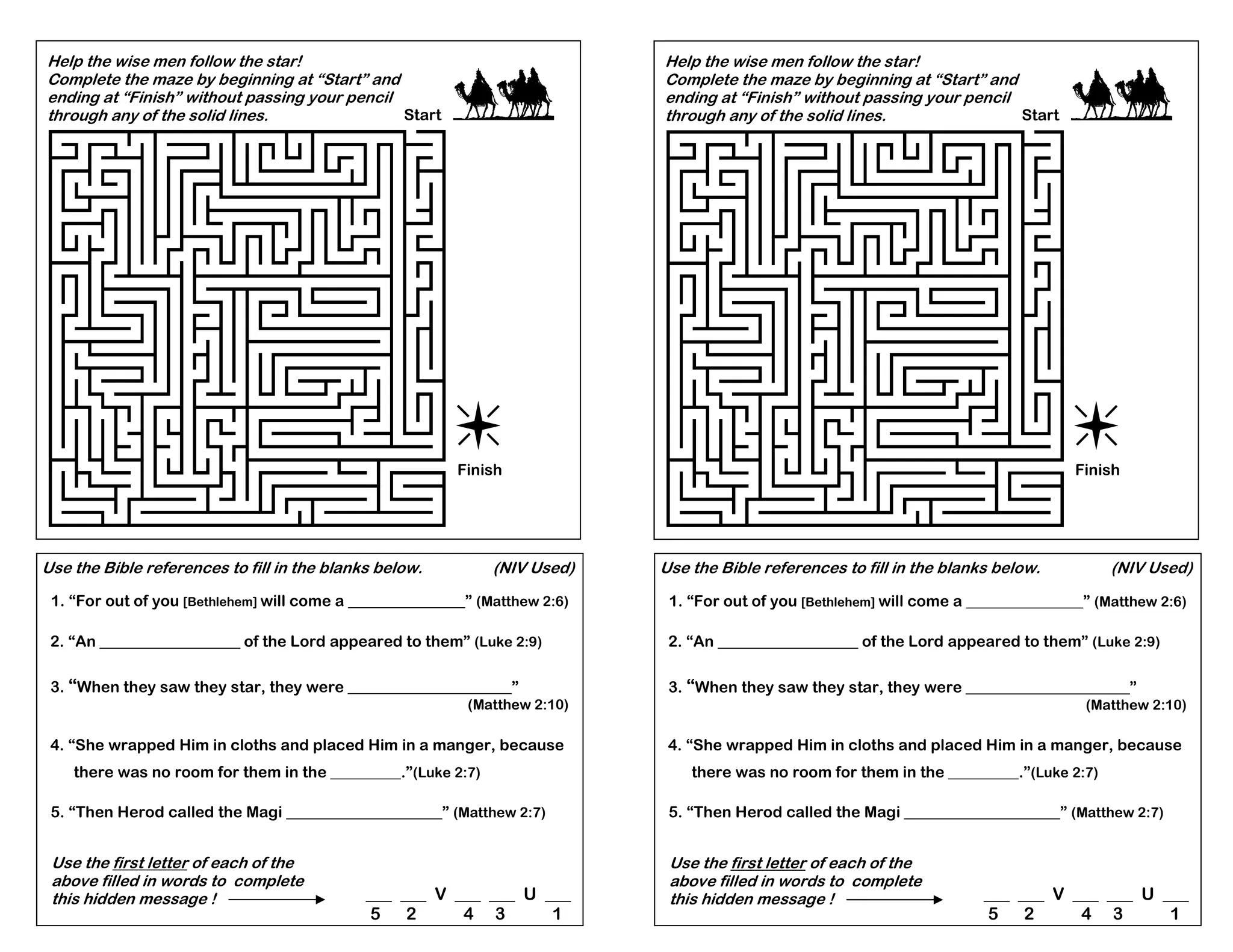 Christmas Bulletin Children's Activity Insert | PDF