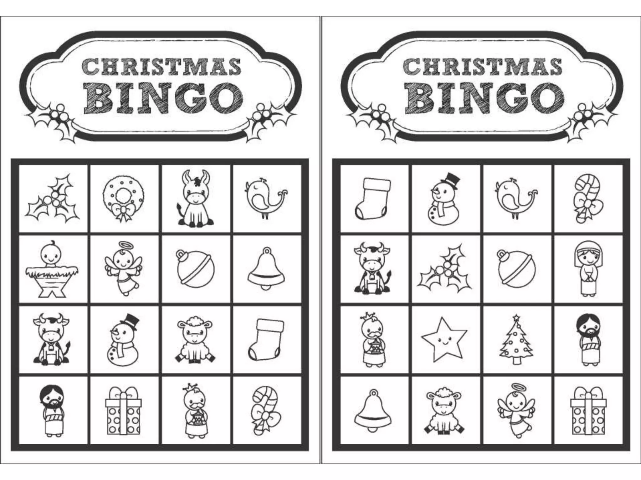 Christmas bingo - black and white | PPTX