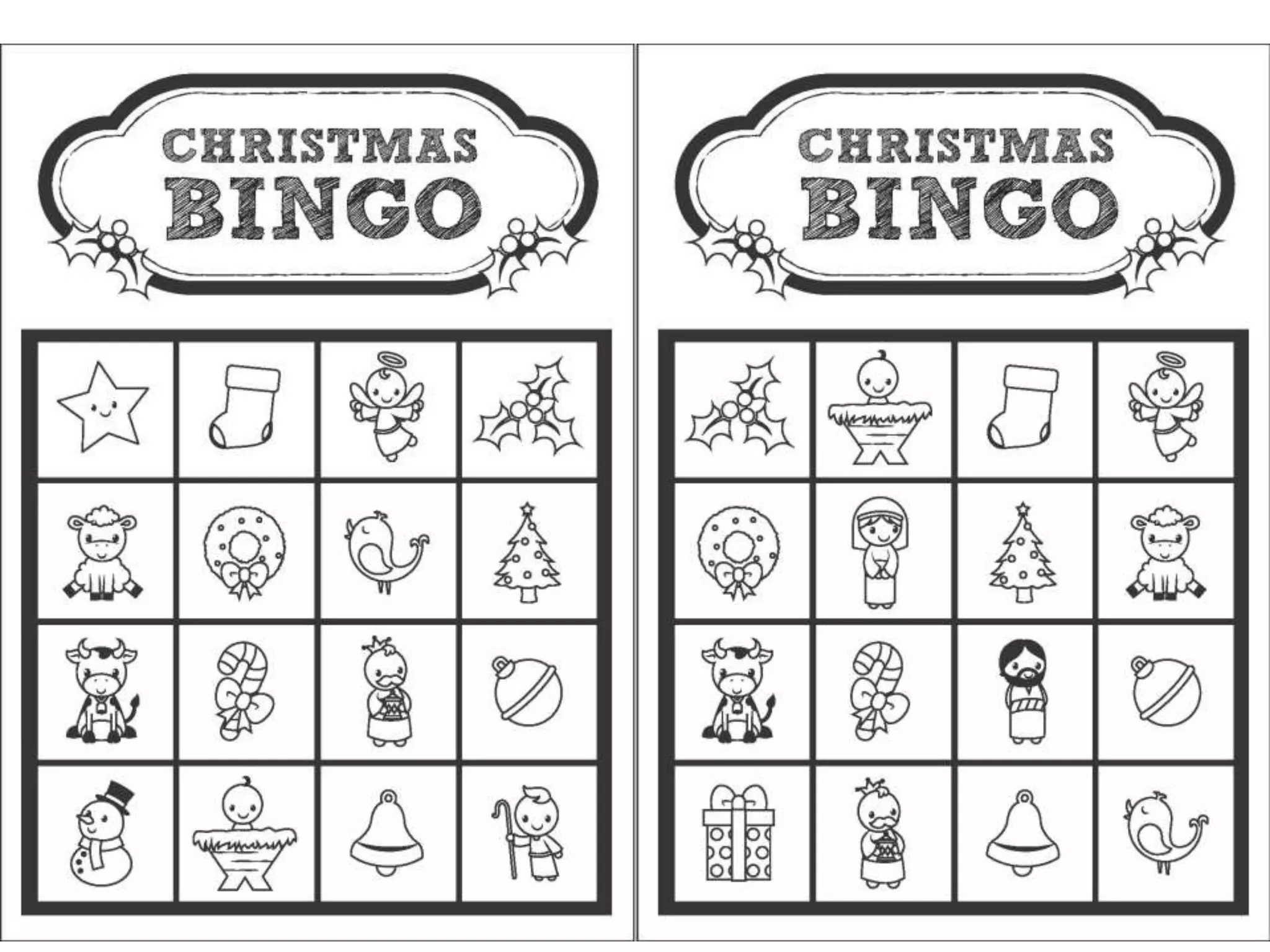 Christmas bingo - black and white | PPTX