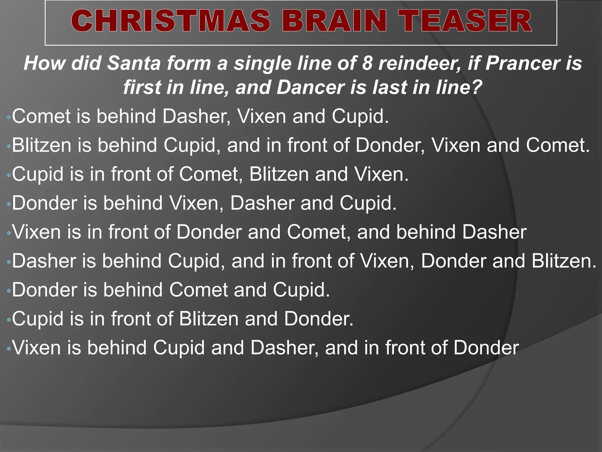 Christmas brain teasers pp show | PPT