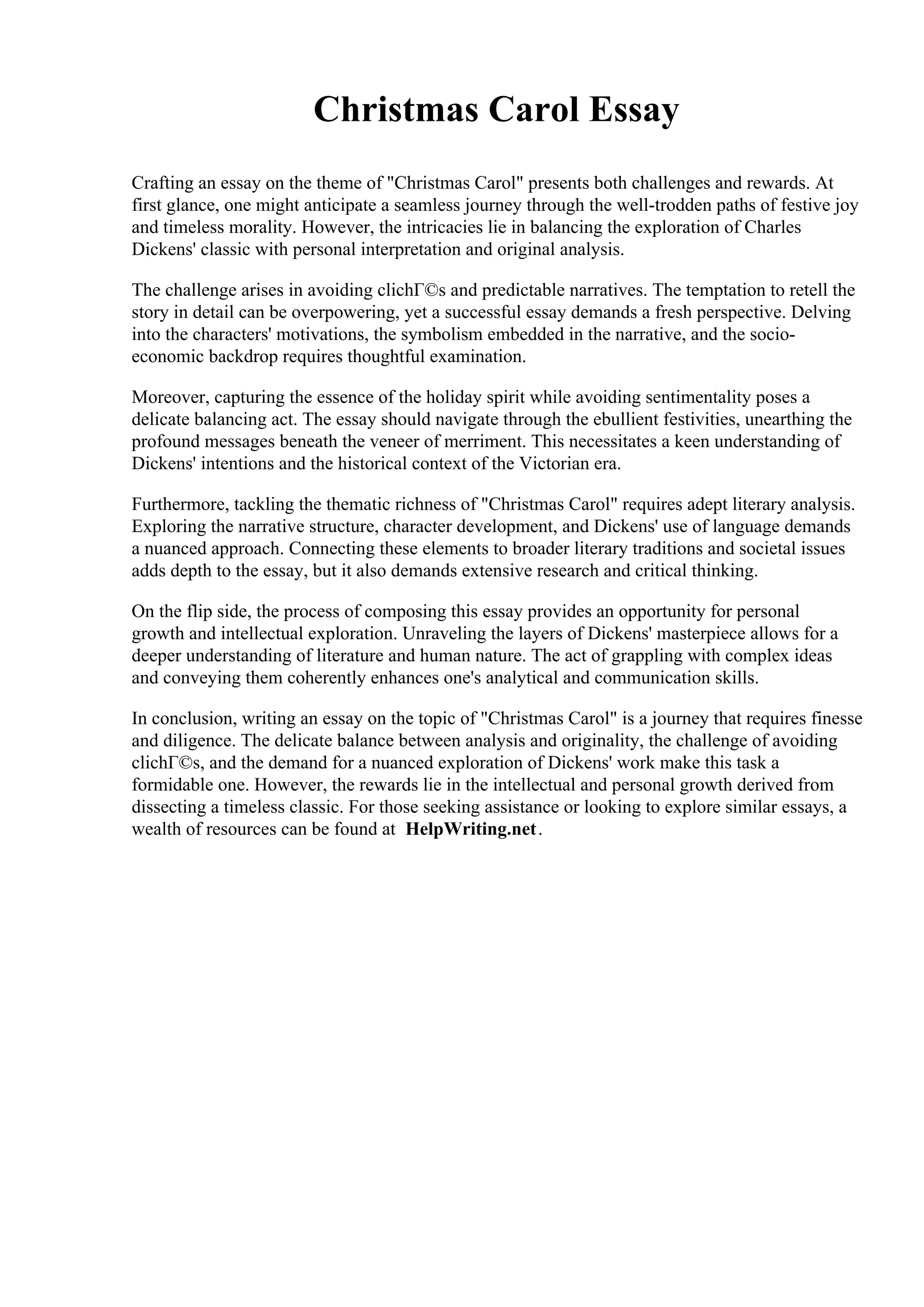 Christmas Carol Essay. Appalachian State University | PDF