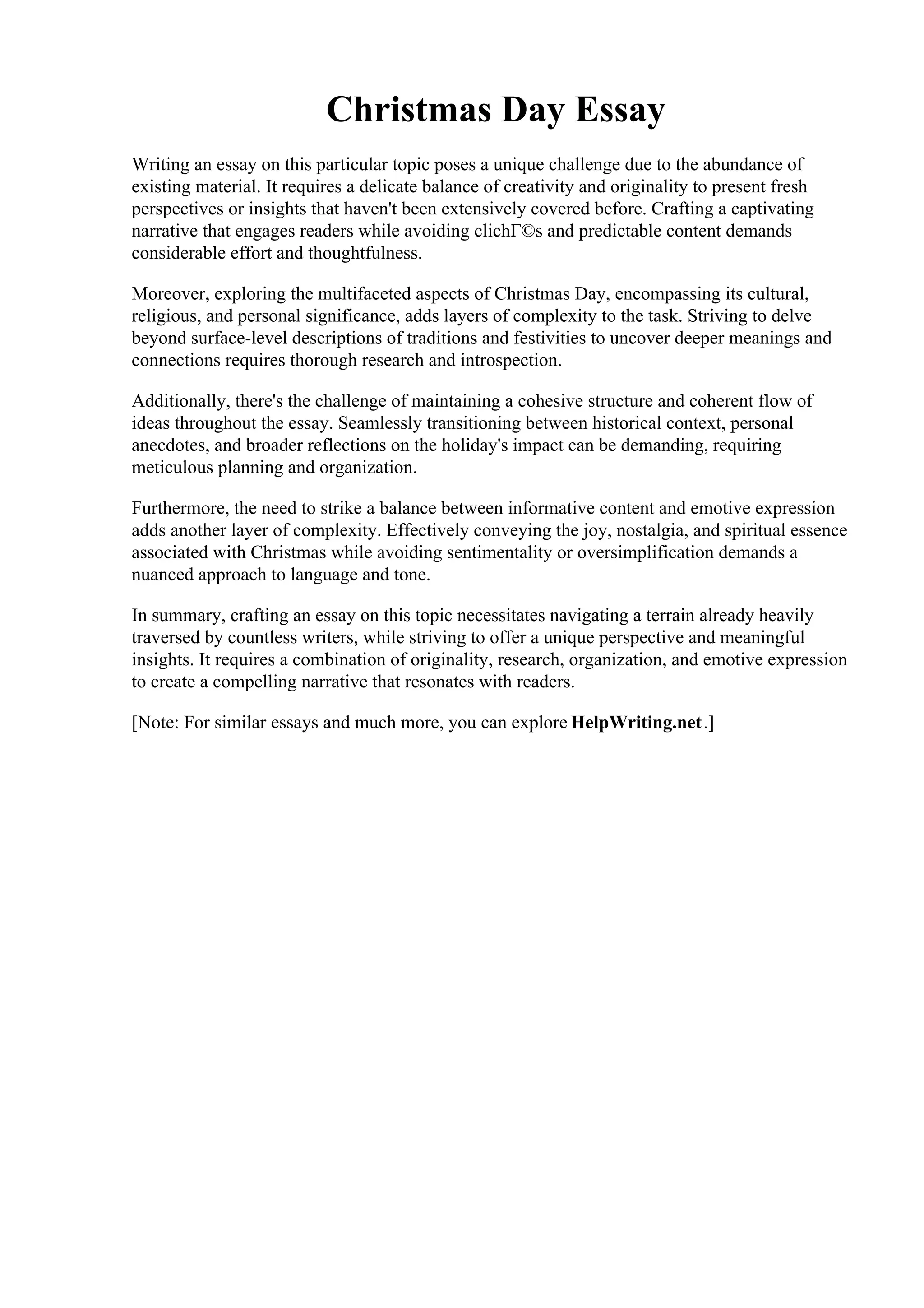 Christmas Day Essay | PDF