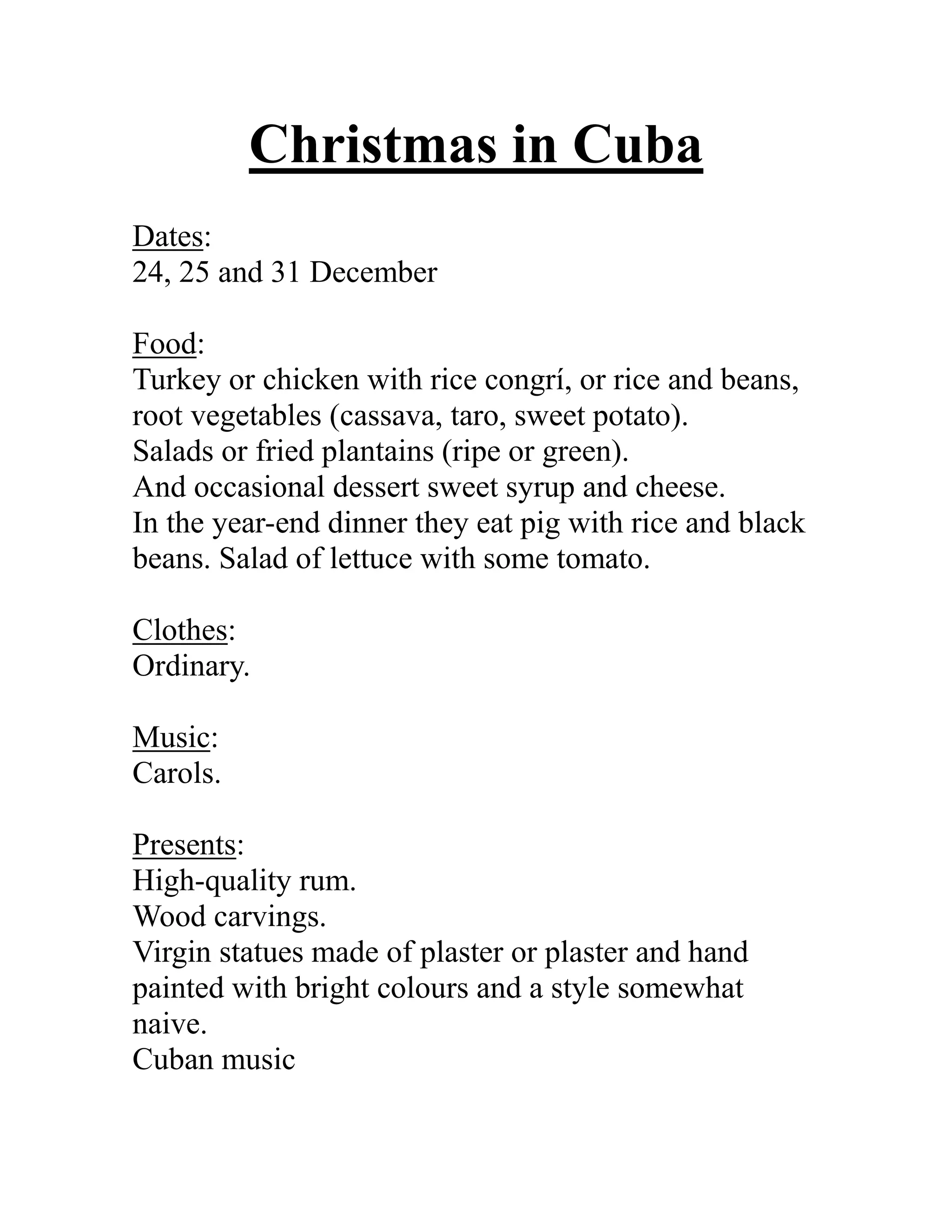 Christmas in cuba | DOCX