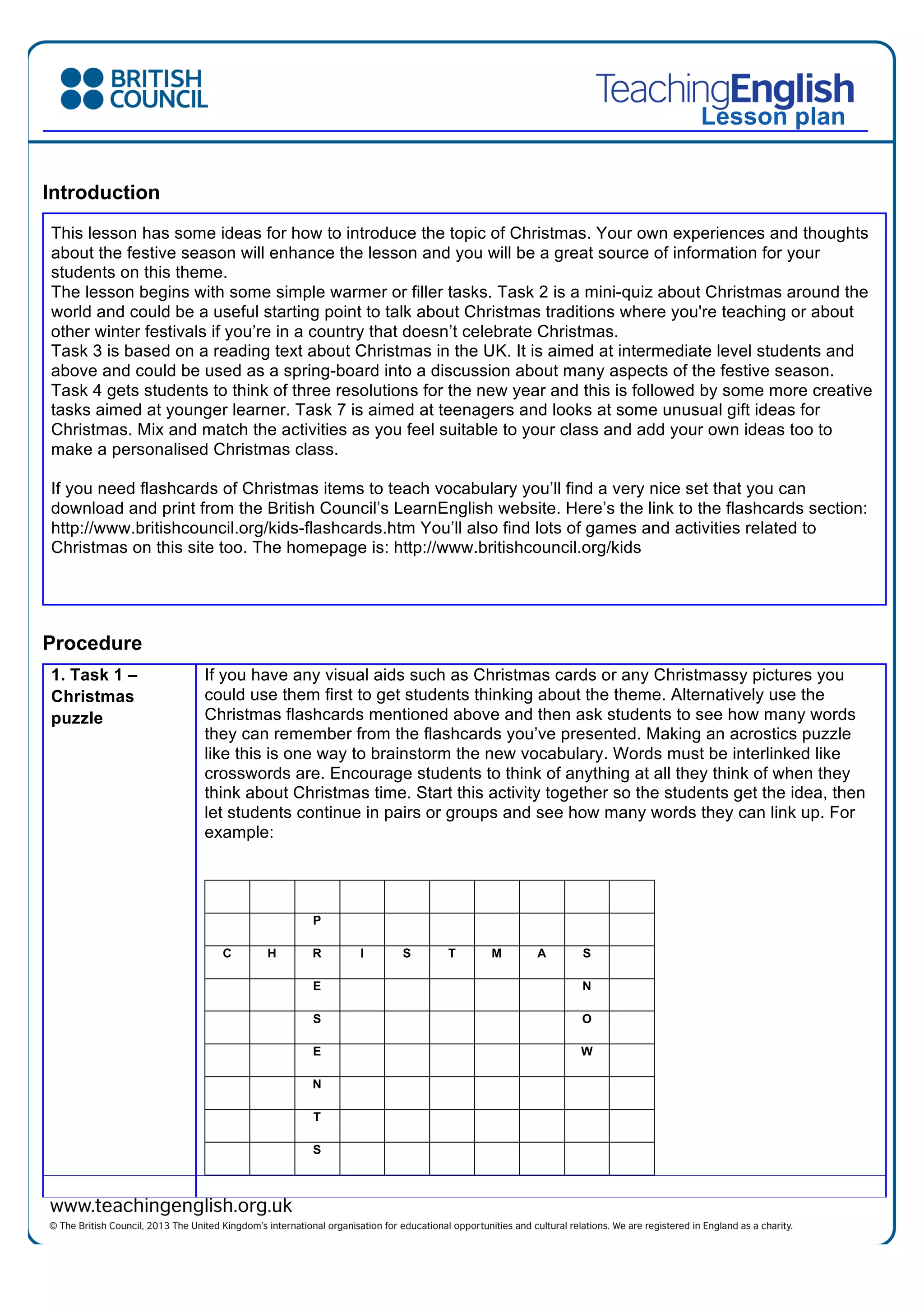 Christmas lesson plan | PDF