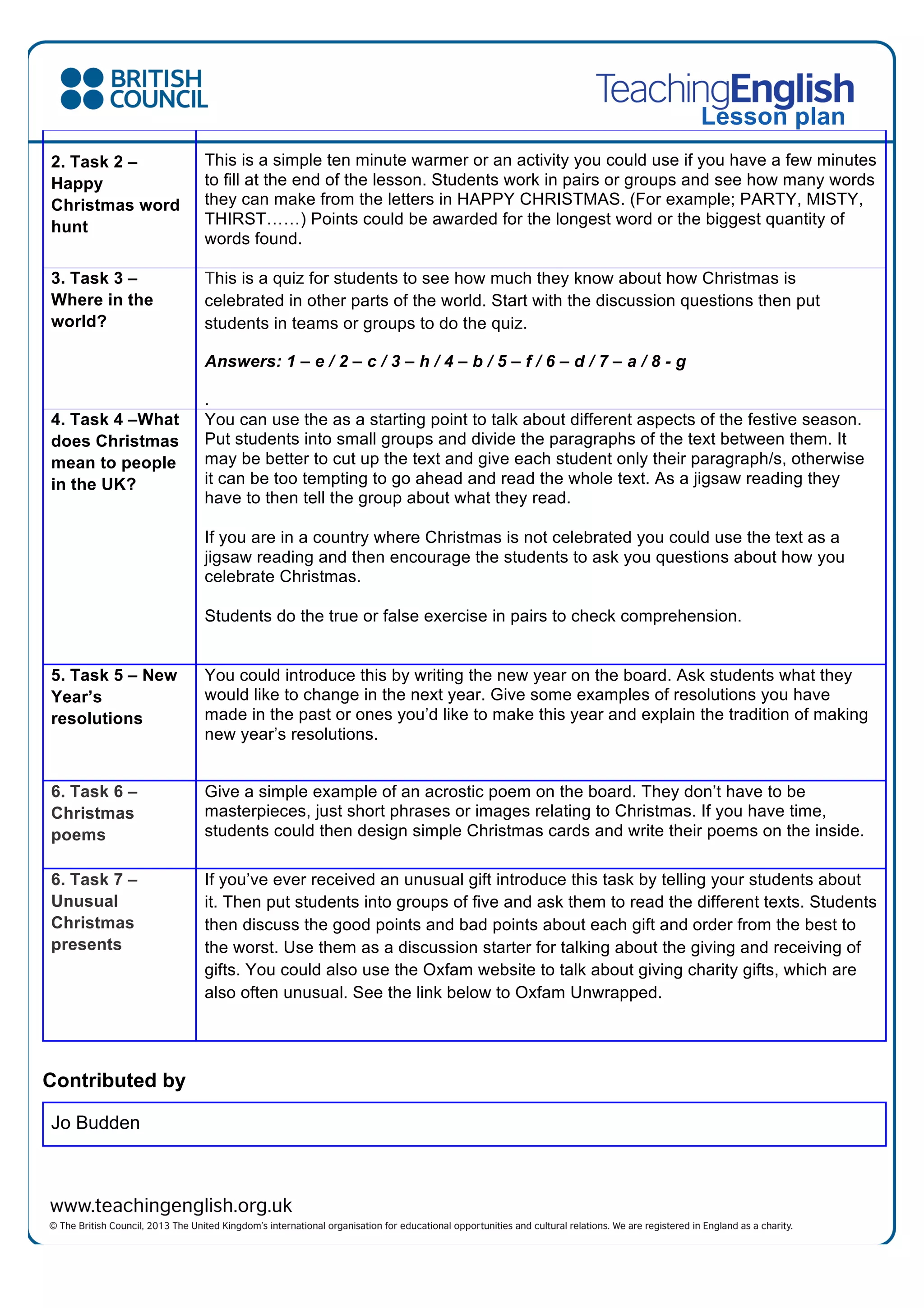 Christmas lesson plan | PDF