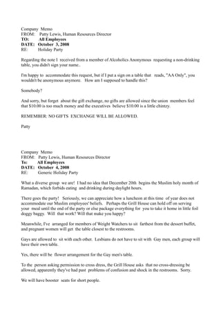 Christmas Memo | ODT