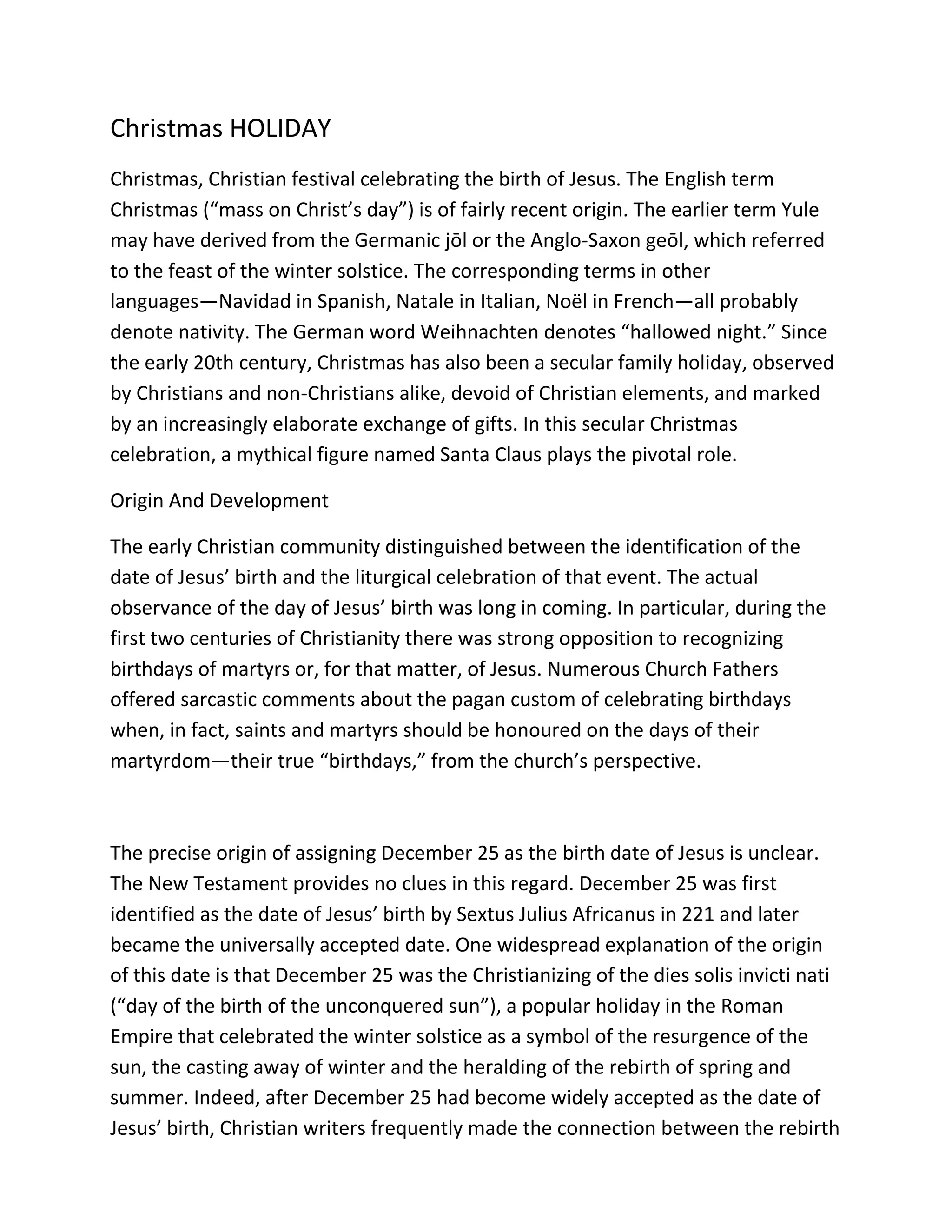 Christmas origin | PDF