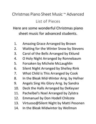 Christmas Piano Sheet Music Advanced | PDF