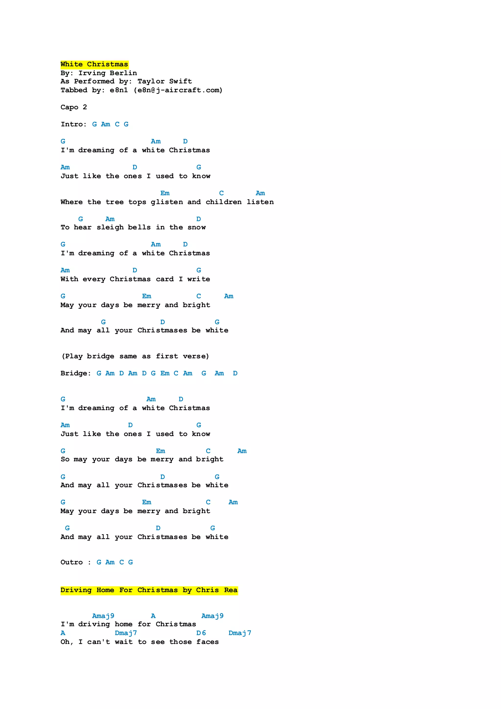 Christmas songs chords | DOCX