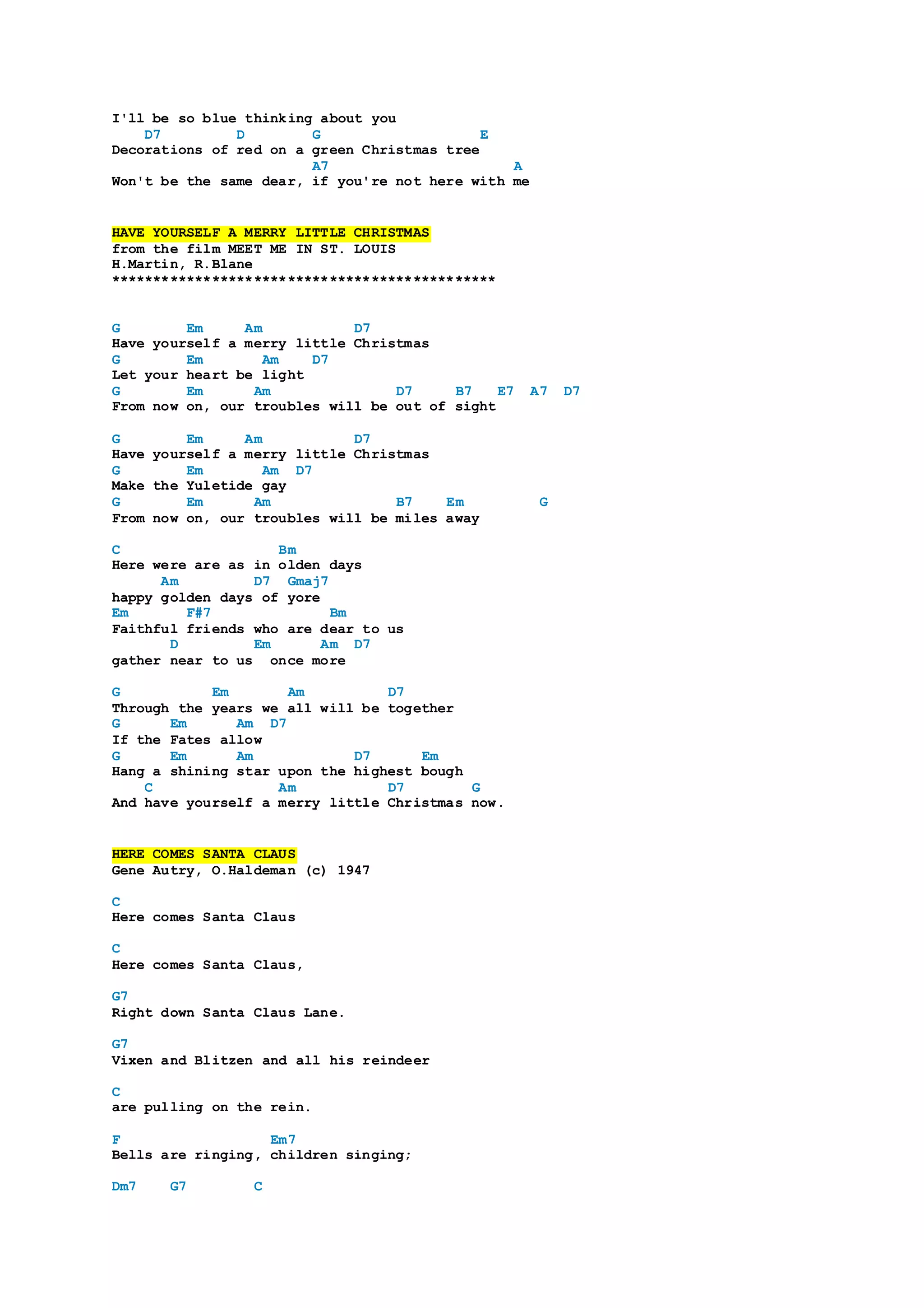 Christmas songs chords | DOCX