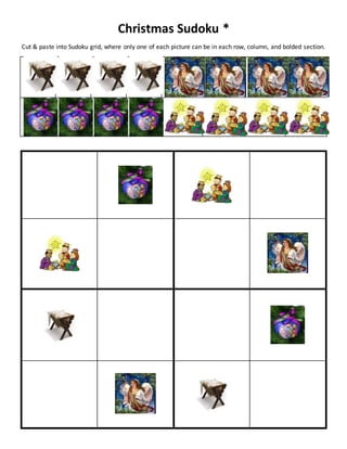 Christmas Sudoku Grades: pre-k to 2 | PDF