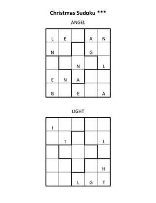 Christmas Sudoku Grades: pre-k to 2 | PDF