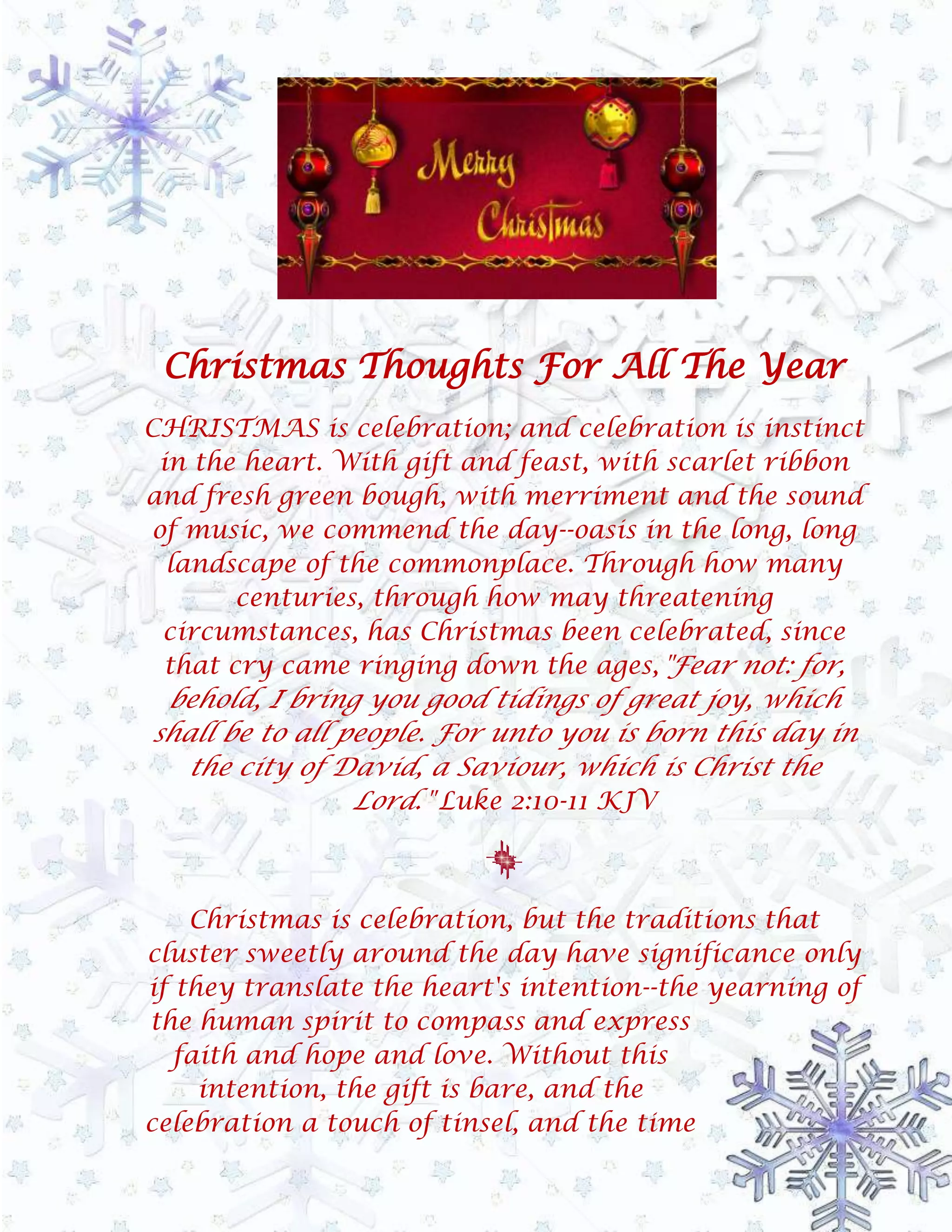 Christmas Thoughts For All The Year | DOCX
