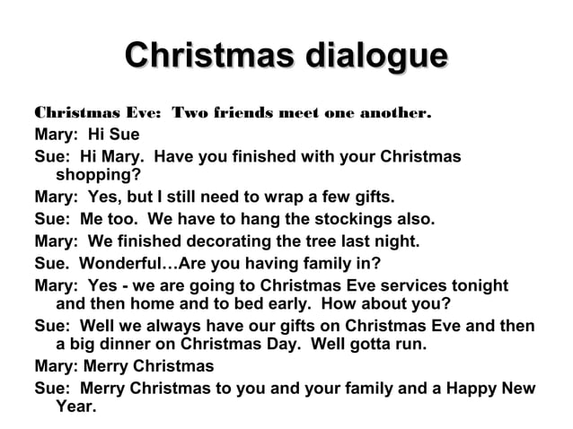 Christmas Dialogue for ESL students | PPT