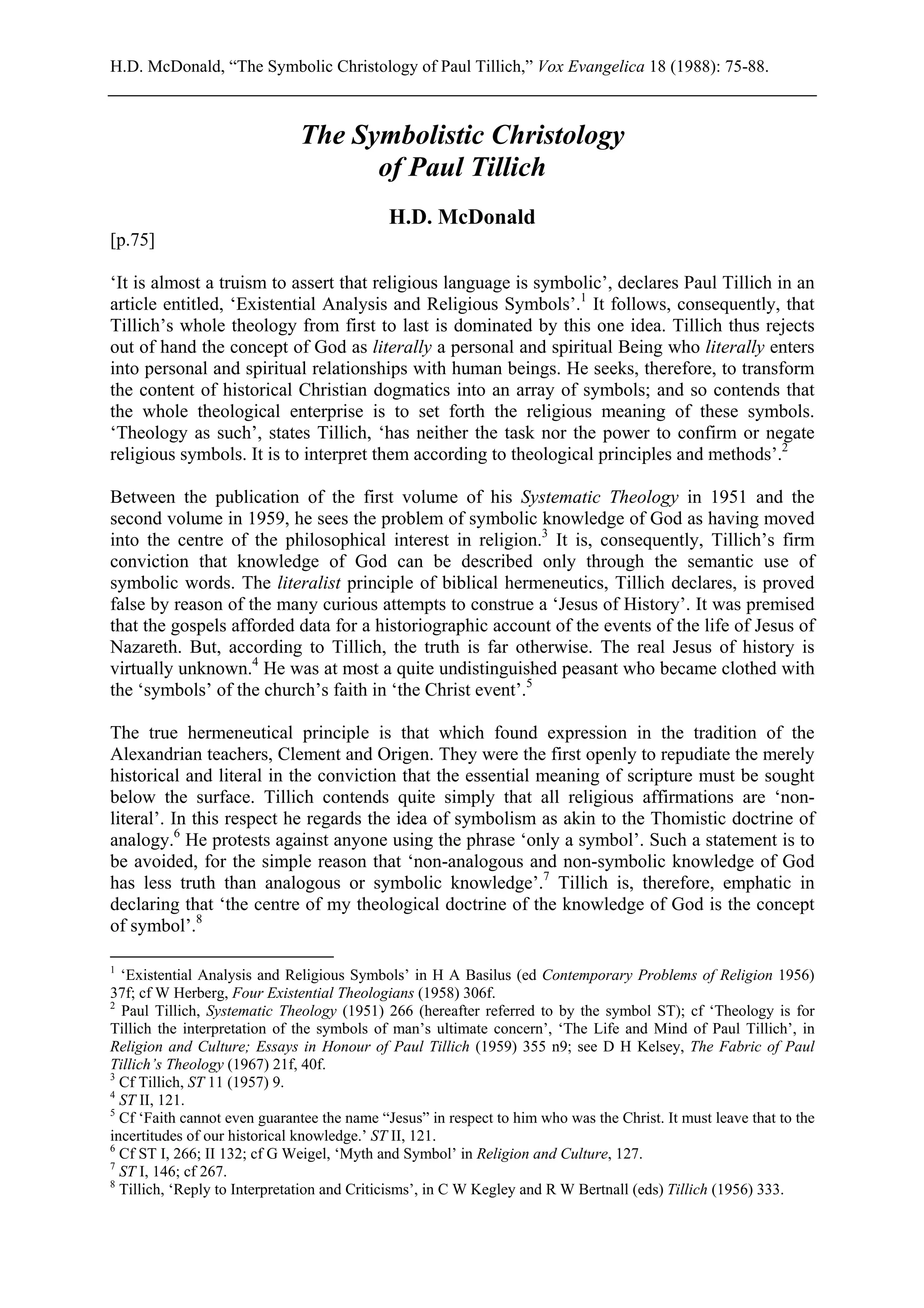 Christology tillich | PDF