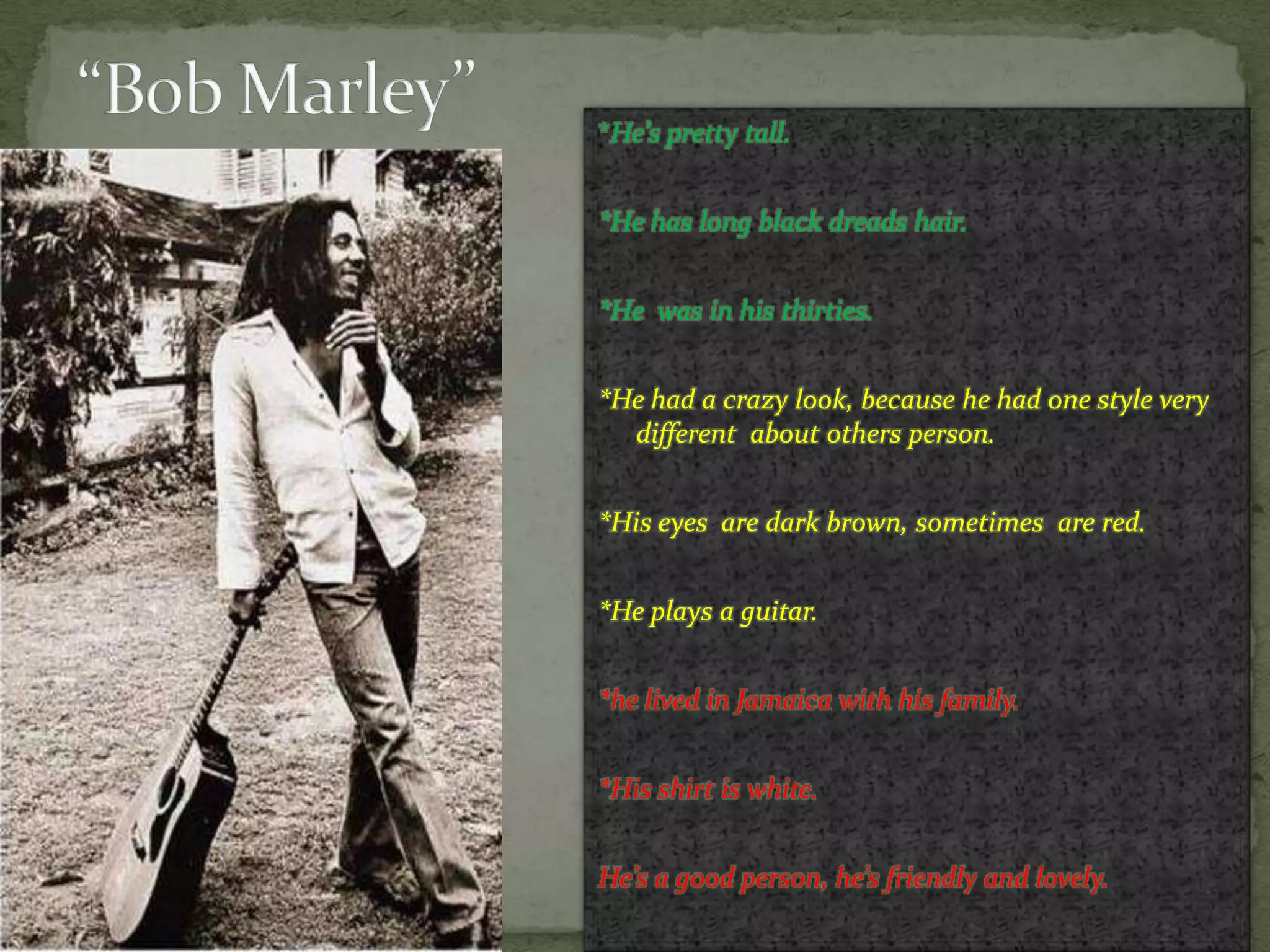 Bob Marley. PPT created by Christopher and Aaron | PPT