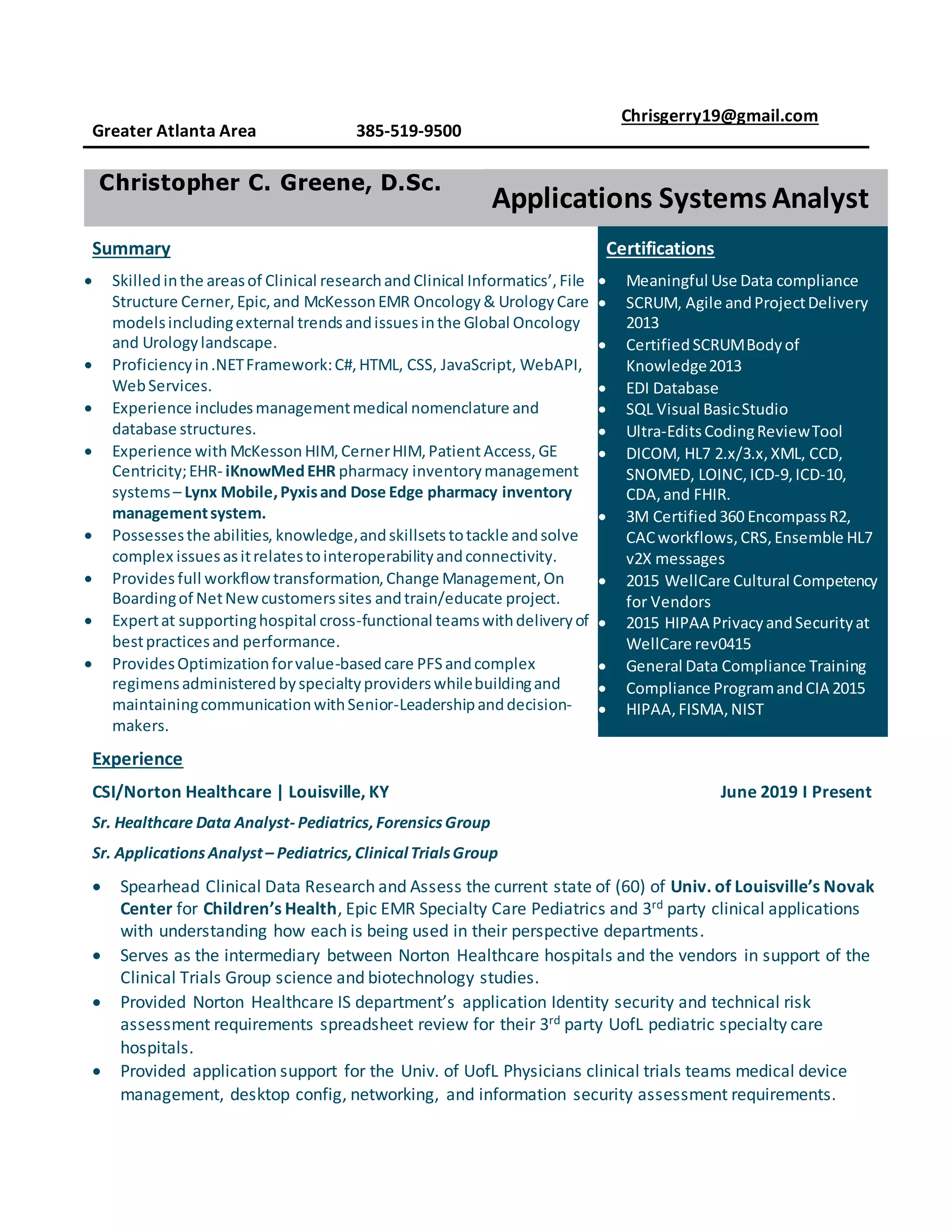 Christopher C.Greene 2020 cg | DOCX | IT and Internet Support | Internet