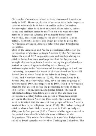 Christopher Columbus claimed to have discovered America as early a.docx