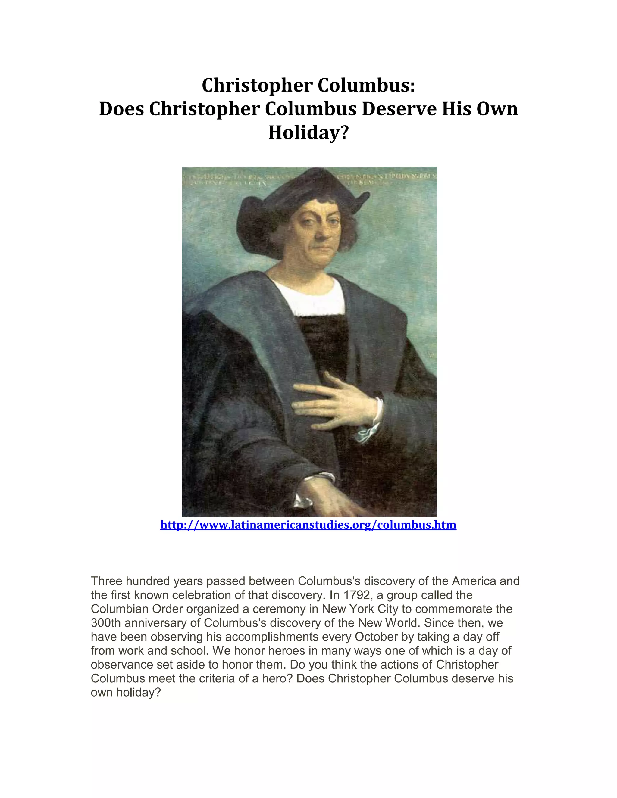 Christopher columbus dbq | DOCX | National & Civic Holidays | Holidays